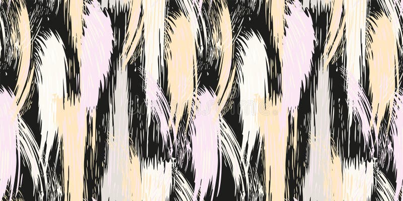 Vector Hand Drawn Artistic Oil Dynamic Brush Strokes Texture Seamless Pattern. Light Splashes of ...