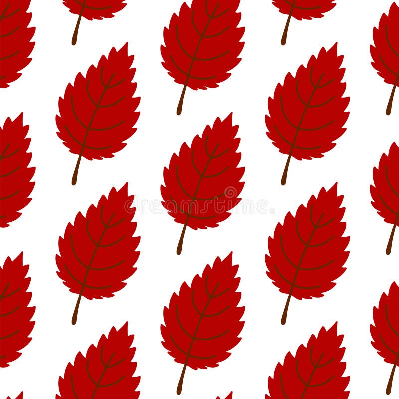 Vector Hand Drawn Autumn Leaves Seamless Pattern on White Background ...