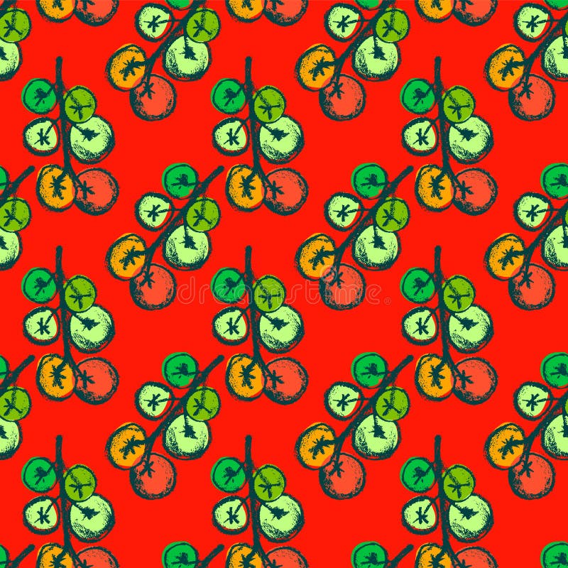 Cherry Tomatoes Pattern Seamless Vector for Label Catchup or Tomato ...