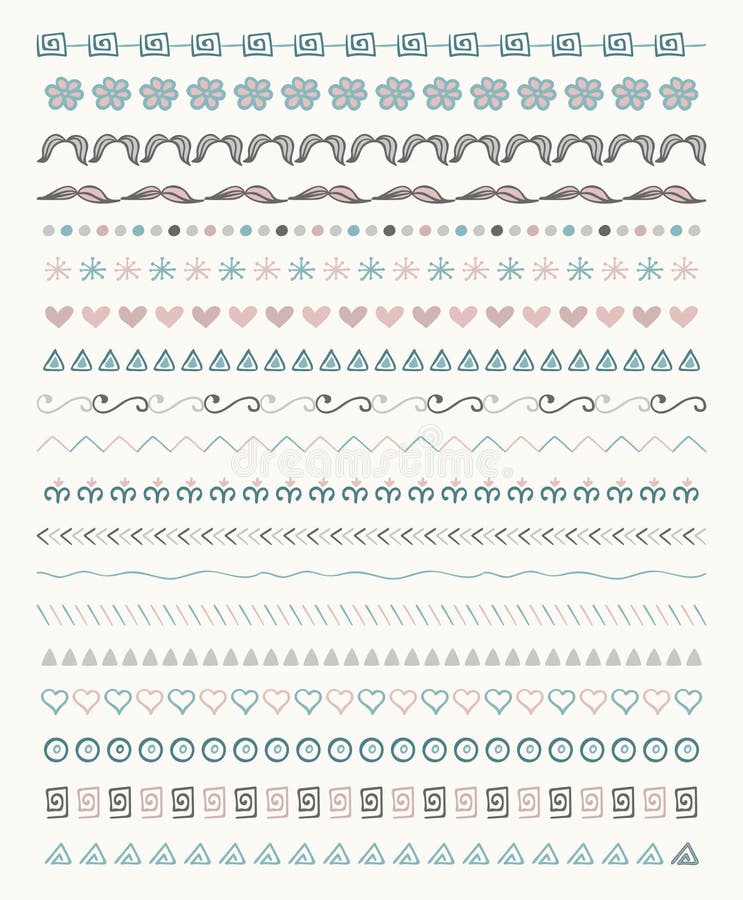 Vector Hand Drawn Balck Pattern Brushes, Line Borders Stock Vector ...