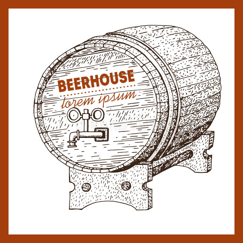 Vector Hand Drawn Beer Barrel. Logo Template Stock Vector ...