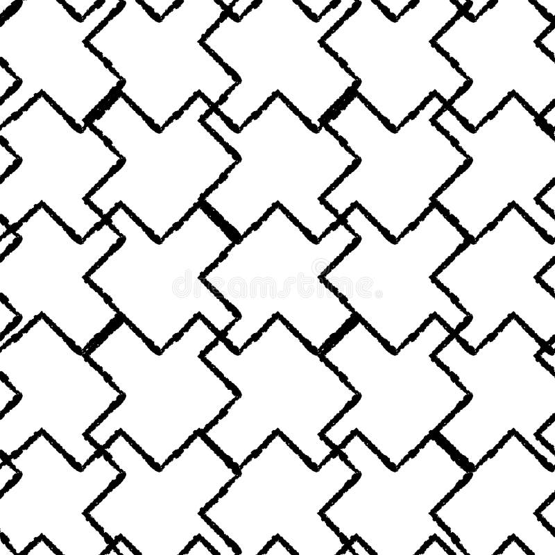 Vector Black White Grid, Puzzles Seamless Pattern Stock Vector ...