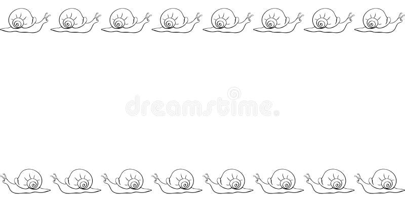 Vector Hand Drawn Border, Frame of Outline Cute Snails in Doodle Style ...