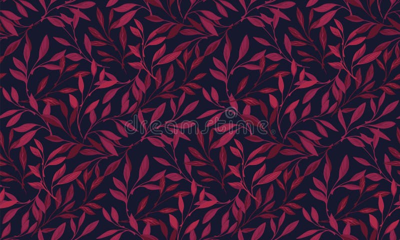 Vector Hand Drawn Branches Leaves Intertwined in a Seamless Pattern ...