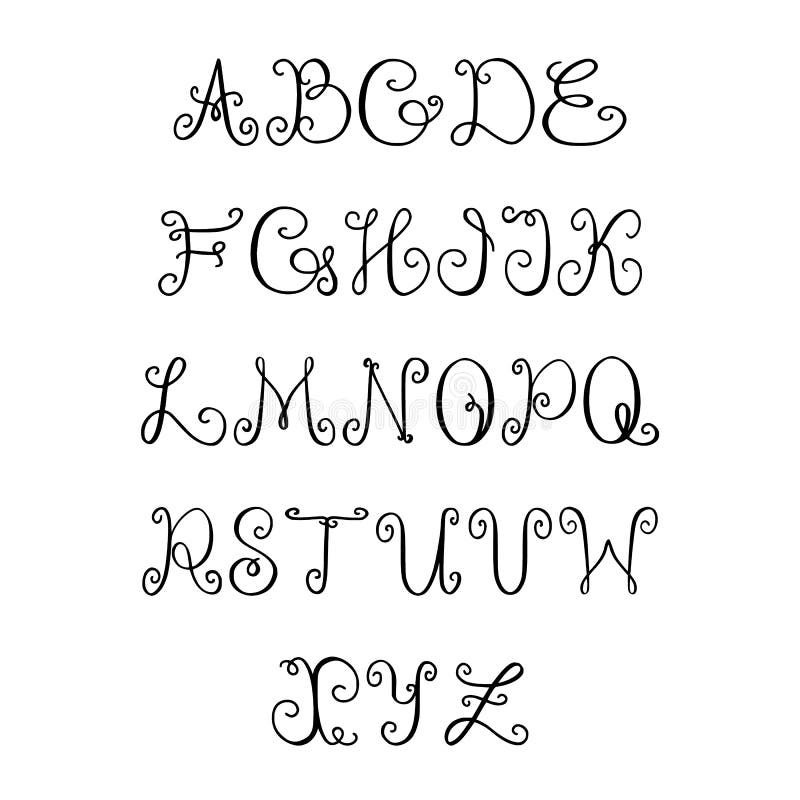 Vector Hand Drawn Brush Painted Letters. Stock Vector - Illustration of ...