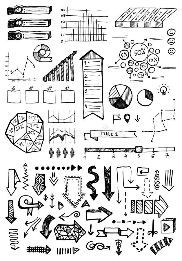 Vector Hand Drawn Business Infographics Sketch or Set Chart, Graph ...