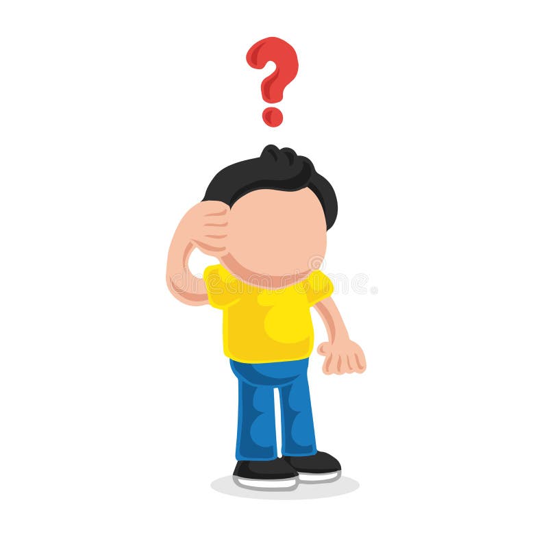 Vector Hand-drawn Cartoon of Confused Man Thinking with Question Stock ... Vector Hand-drawn Cartoon of Confused Man Thinking with Question Stock ...