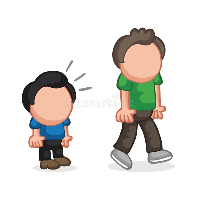 Vector Hand-drawn Cartoon of Short Man Look and Envy Tall Man Stock ...