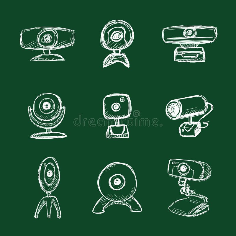 Vector Hand Drawn Chalk Sketch Web Camera Stock Illustration ...