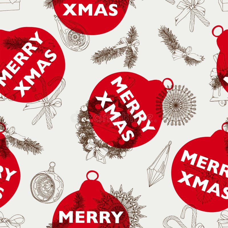Vector Hand Drawn Christmas Pattern Stock Illustrations – 58,269 Vector ...