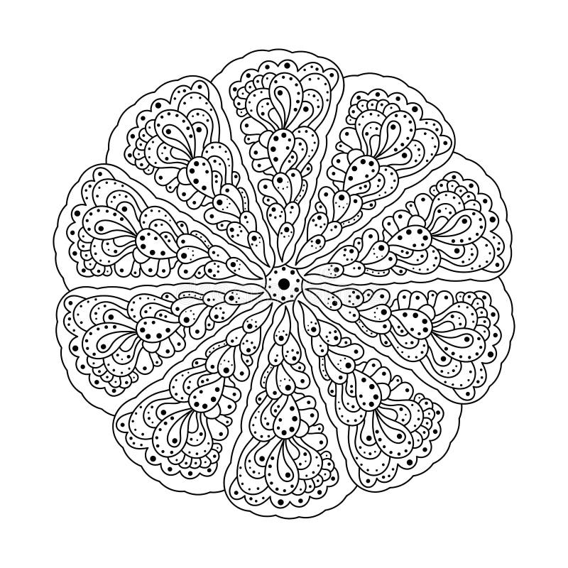 Vector Hand Drawn Circle Mandala. Coloring Book Page for Adults and ...