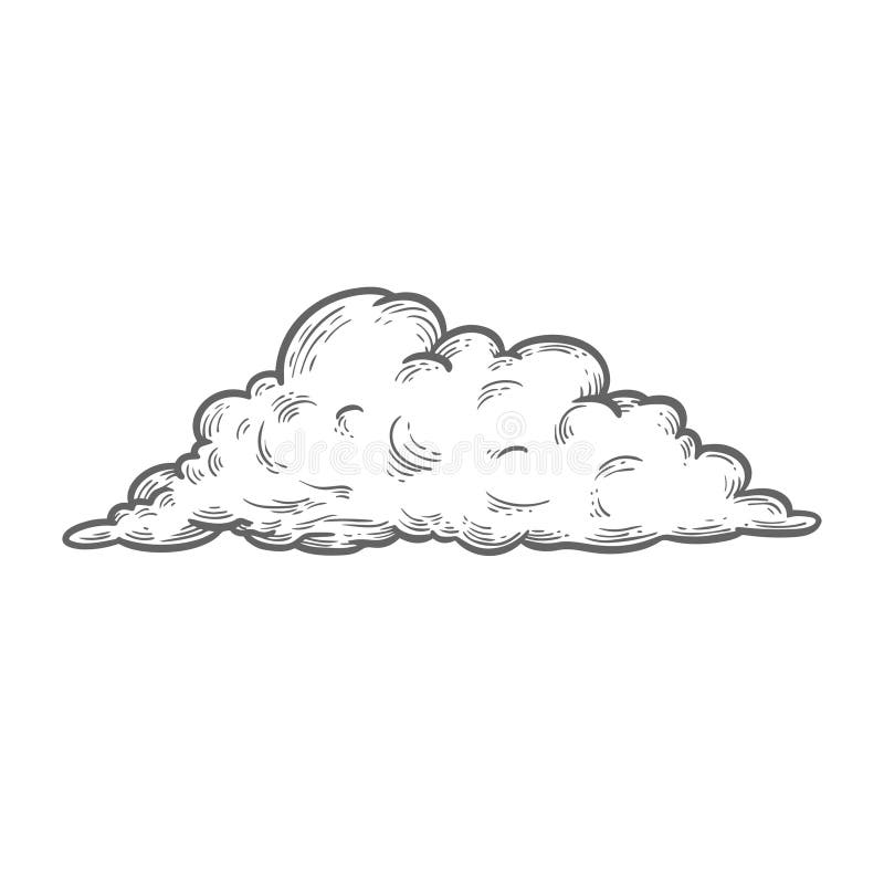 Vector Hand Drawn Cloud. Sketch Style Vintage Illustration Stock Vector ...