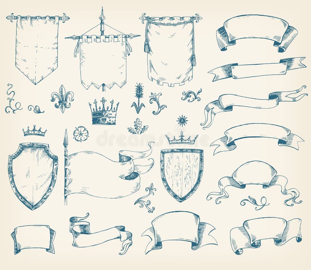 Blank Shield Ribbon Templates Stock Illustrations 142 Blank Shield