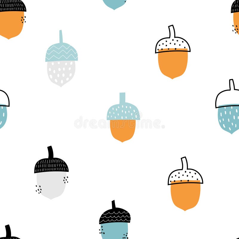 Vector Hand-drawn Color Childrens Seamless Repeating Pattern with Cute ...