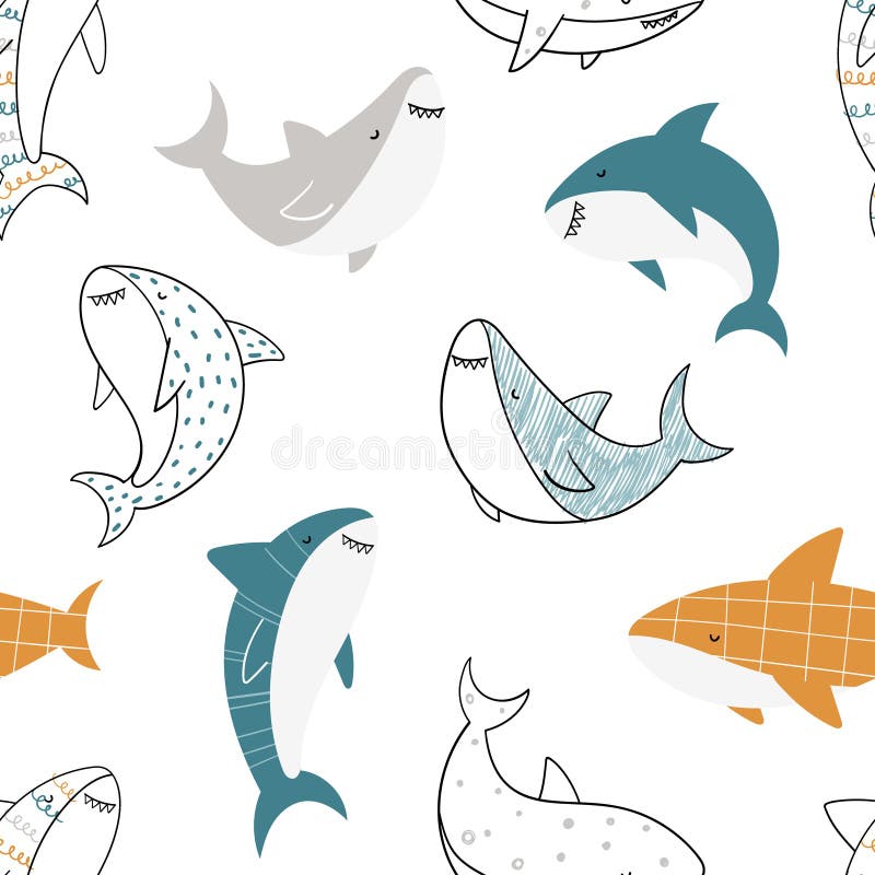 Vector Hand-drawn Colored Childish Seamless Repeating Simple Doodle ...