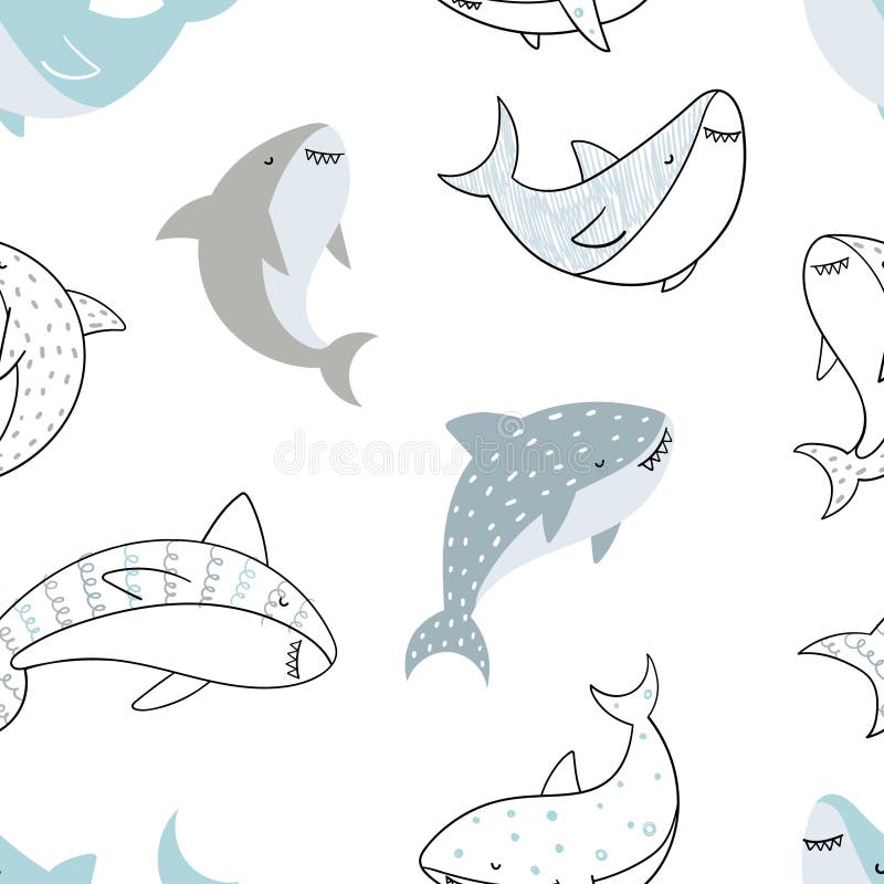 Vector Hand-drawn Colored Childish Seamless Repeating Simple Doodle ...