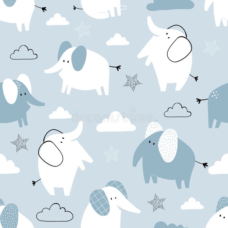 Vector Hand-drawn Colored Childish Seamless Repeating Simple Flat ...