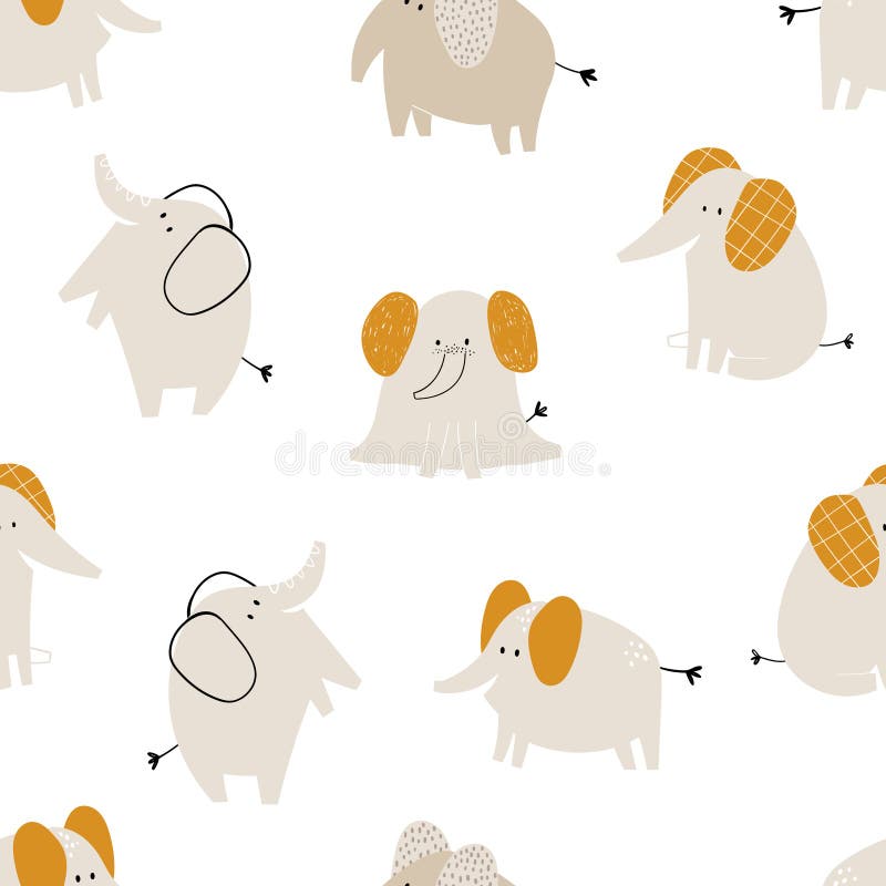 Vector Hand-drawn Colored Childish Seamless Repeating Simple Flat ...