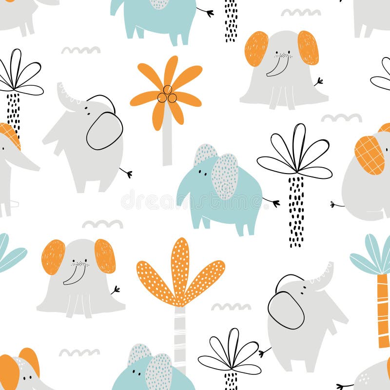 Vector Hand-drawn Colored Childish Seamless Repeating Simple Flat ...