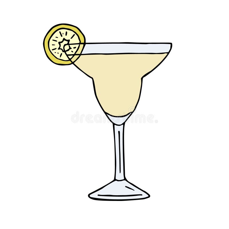 Vector Hand Drawn Colored Margarita Cocktail Stock Vector ...