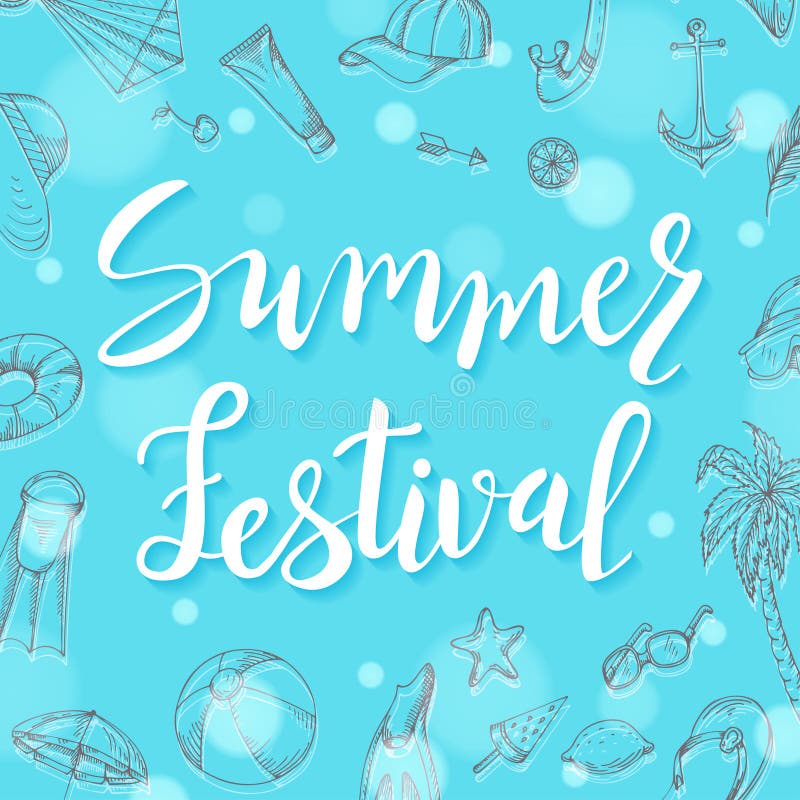 Vector Hand Drawn Composition. Summer Lettering Stock Vector ...