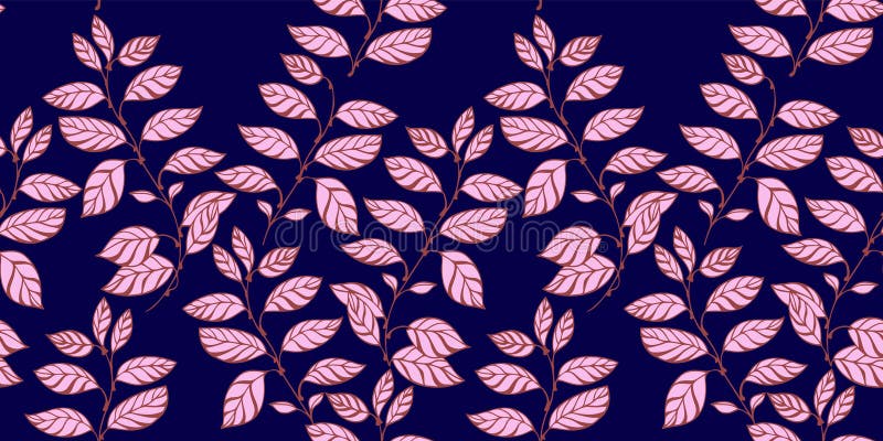 Vector Hand Drawn Creative, Stylized Leaves Stem Seamless Pattern ...