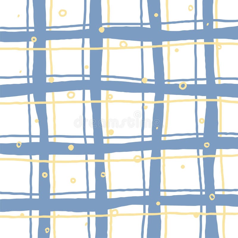 Vector Hand Drawn Cute Checkered Grid Pattern. Doodle Plaid Geometrical ...