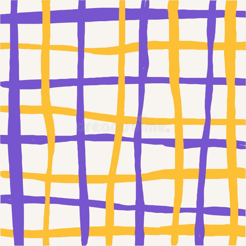 Vector Hand Drawn Cute Checkered Grid Pattern. Doodle Plaid Geometrical ...