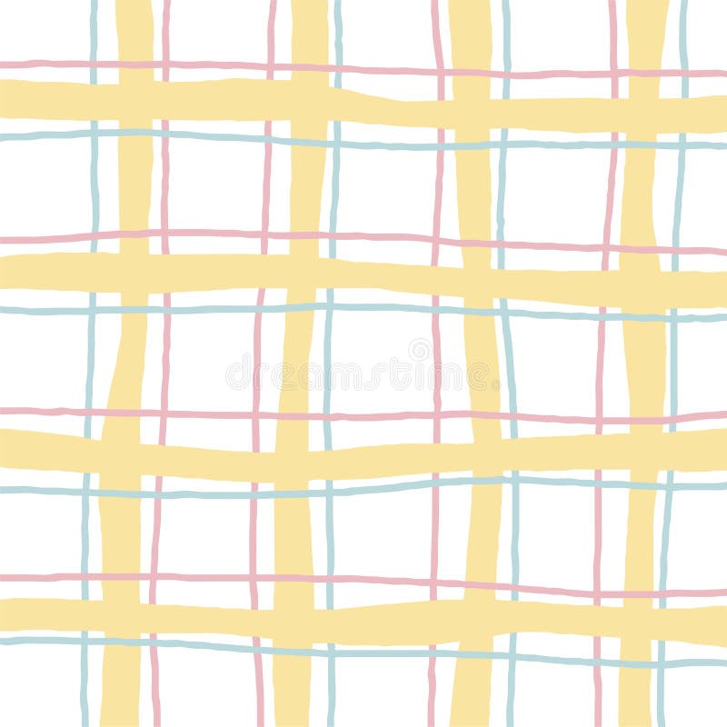 Vector Hand Drawn Cute Checkered Grid Pattern. Doodle Plaid Geometrical ...