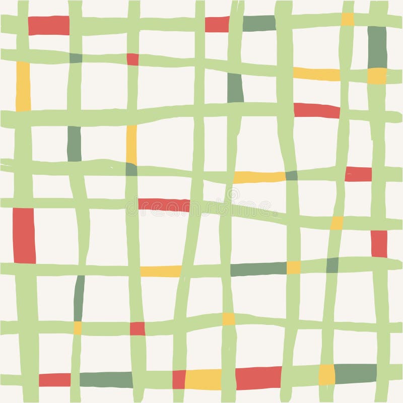 Vector Hand Drawn Cute Checkered Grid Pattern. Doodle Plaid Geometrical ...