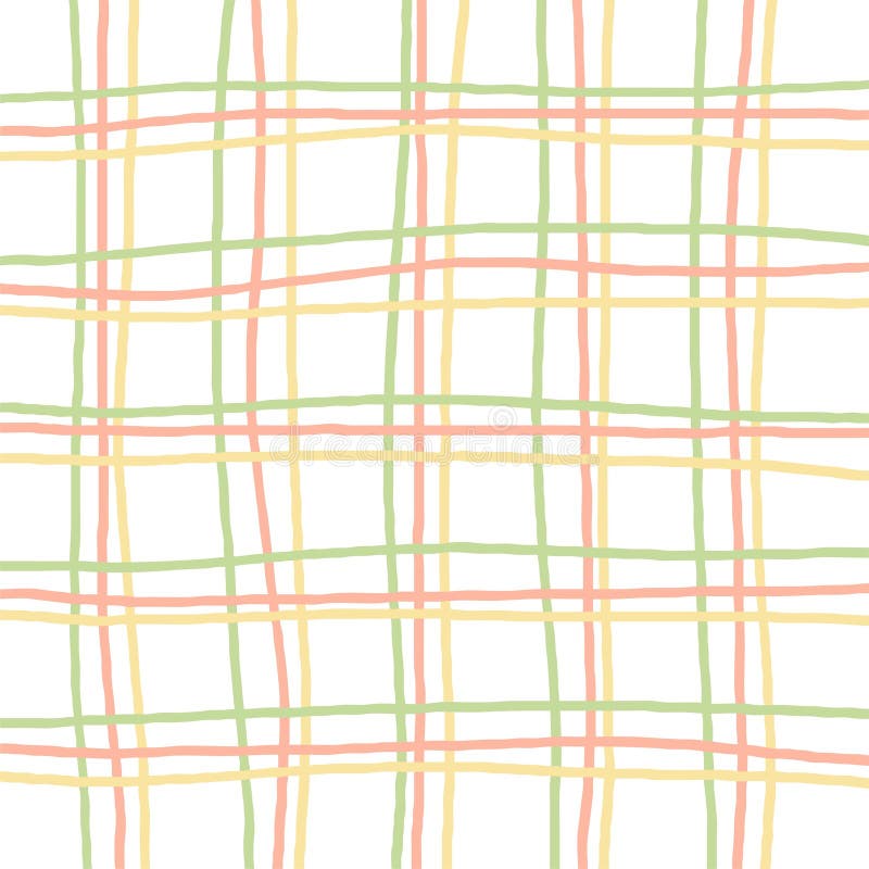 Vector Hand Drawn Cute Checkered Grid Pattern. Doodle Plaid Geometrical ...