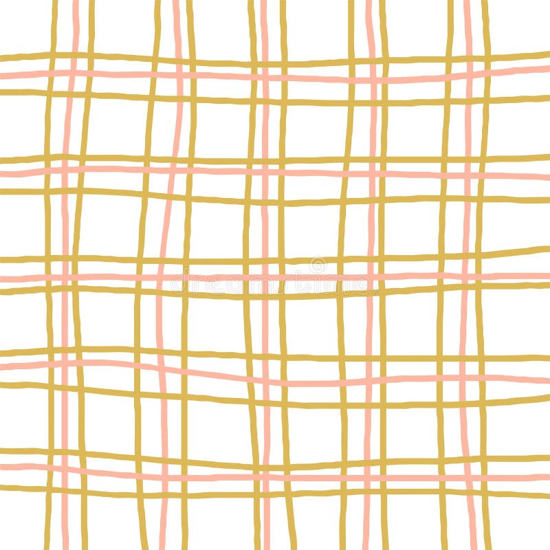 Vector Hand Drawn Cute Checkered Grid Pattern. Doodle Plaid Geometrical ...