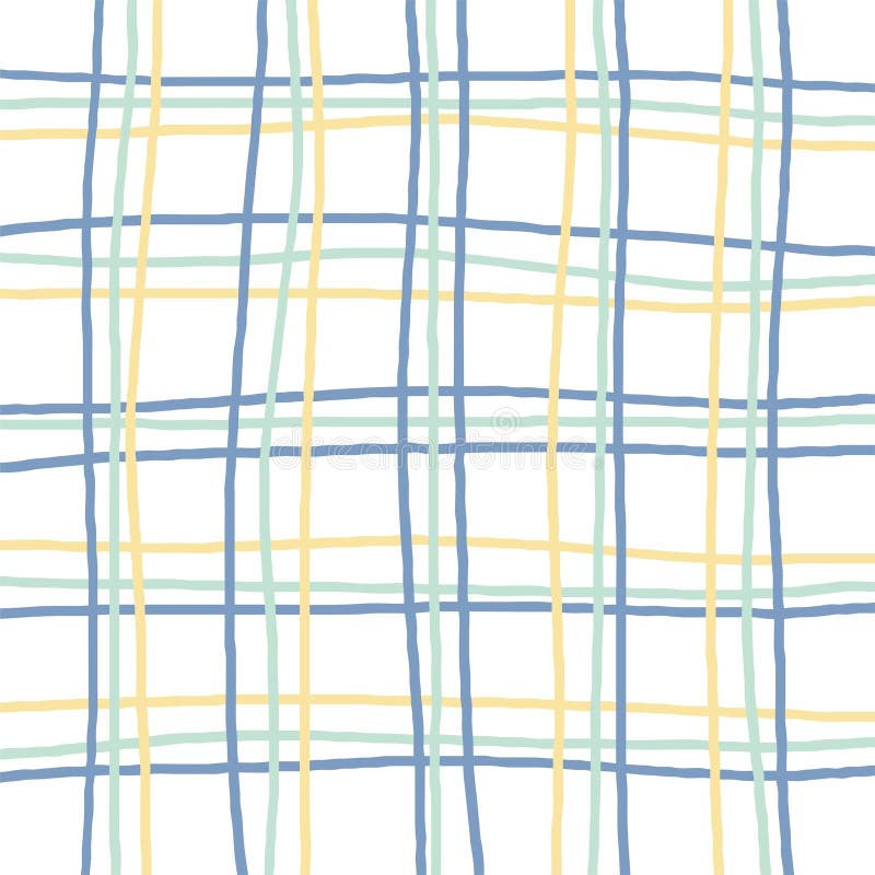 Vector Hand Drawn Cute Checkered Grid Pattern. Doodle Plaid Geometrical ...