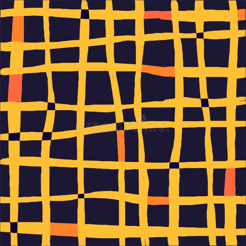 Vector Hand Drawn Cute Checkered Grid Pattern. Doodle Plaid Geometrical ...