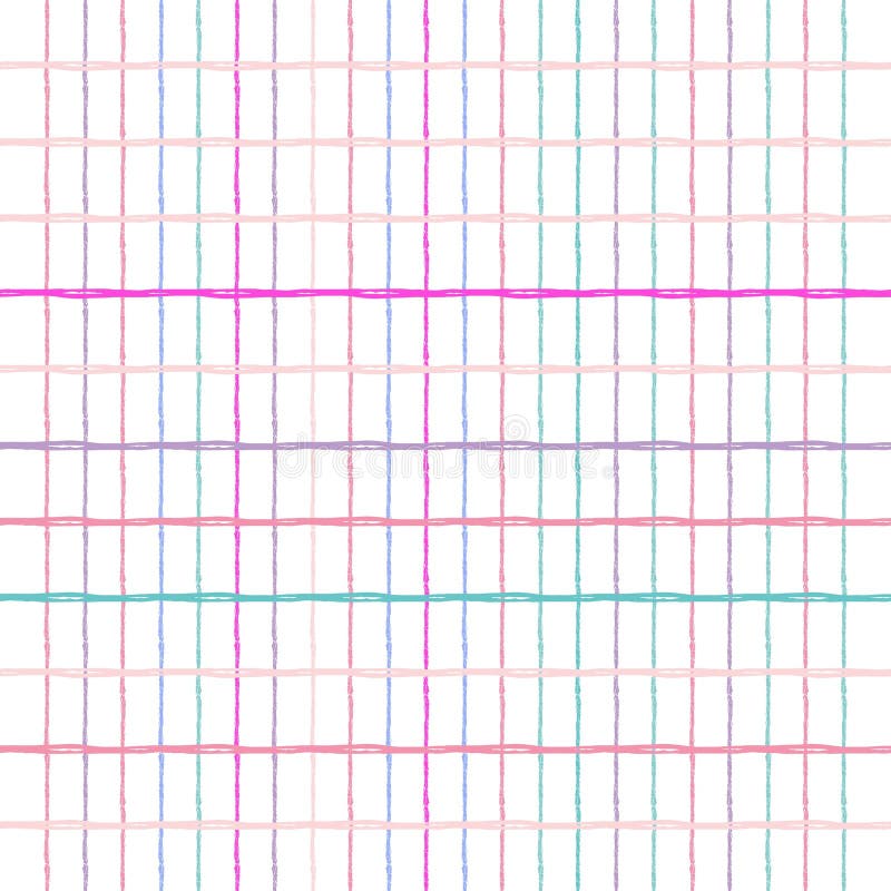 Vector Hand Drawn Cute Checkered Pattern. Doodle Plaid Geometrical ...