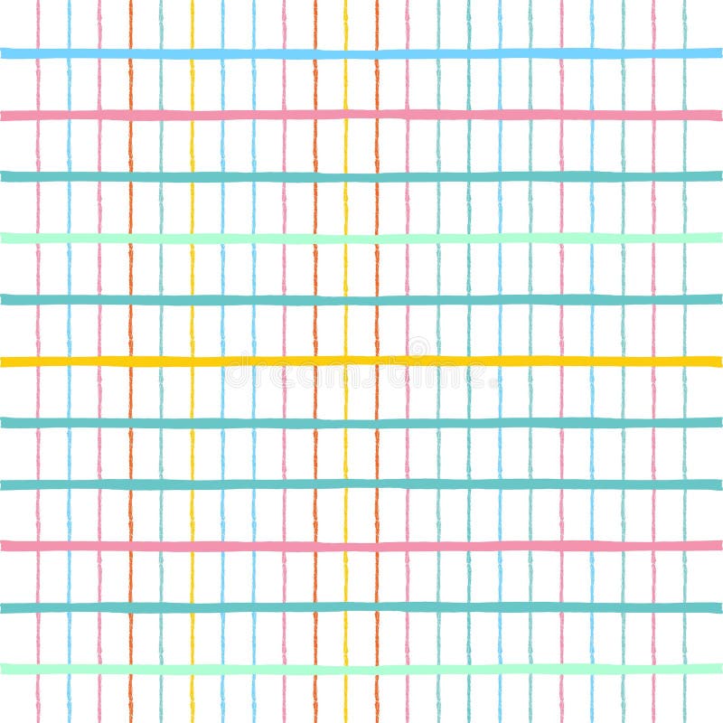 Vector Hand Drawn Cute Checkered Pattern. Doodle Plaid Geometrical ...