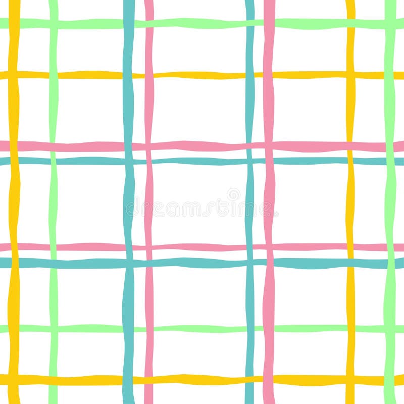 Vector Hand Drawn Cute Checkered Pattern. Doodle Plaid Geometrical ...
