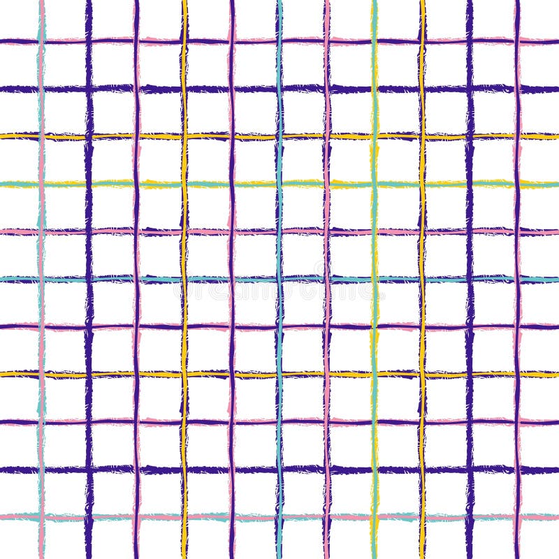 Vector Hand Drawn Cute Checkered Pattern. Doodle Plaid Geometrical ...
