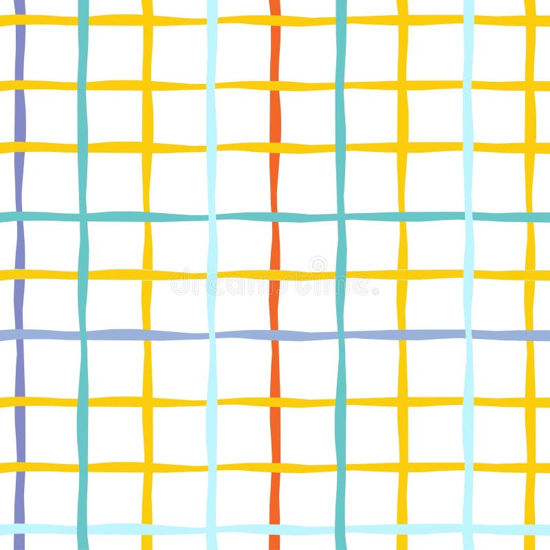 Vector Hand Drawn Cute Checkered Pattern. Doodle Plaid Geometrical ...