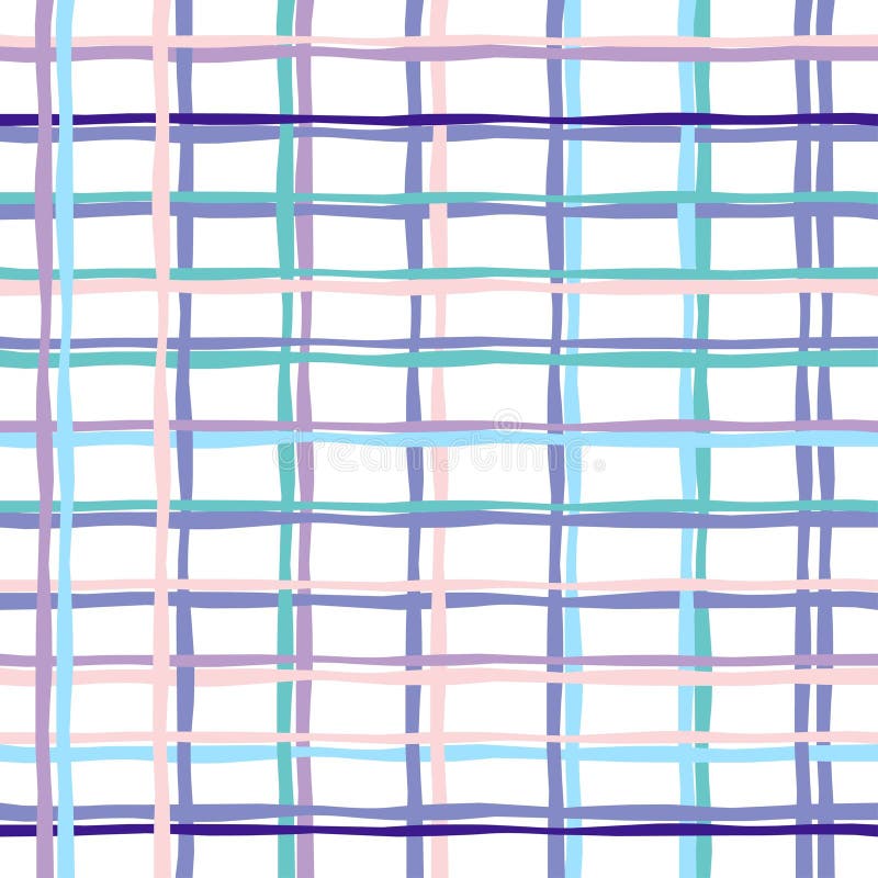 Vector Hand Drawn Cute Checkered Pattern. Doodle Plaid Geometrical ...