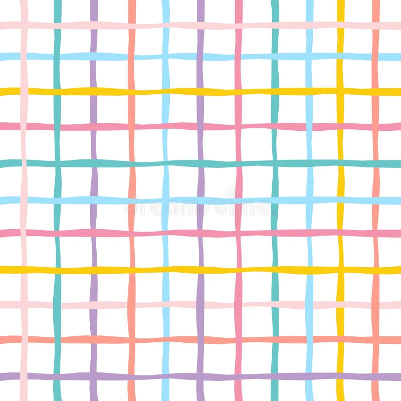 Vector Hand Drawn Cute Checkered Pattern. Doodle Plaid Geometrical ...