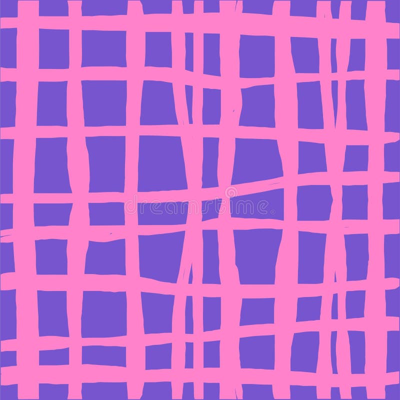 Vector Hand Drawn Cute Checkered Pattern. Doodle Plaid Geometrical ...