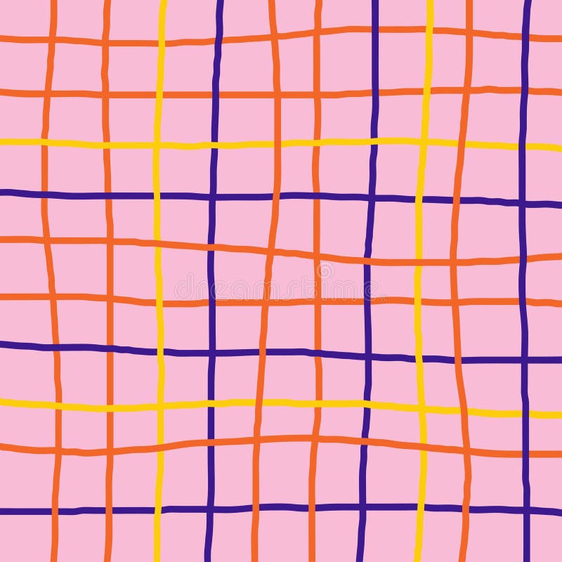 Vector Hand Drawn Cute Checkered Pattern. Doodle Plaid Geometrical ...