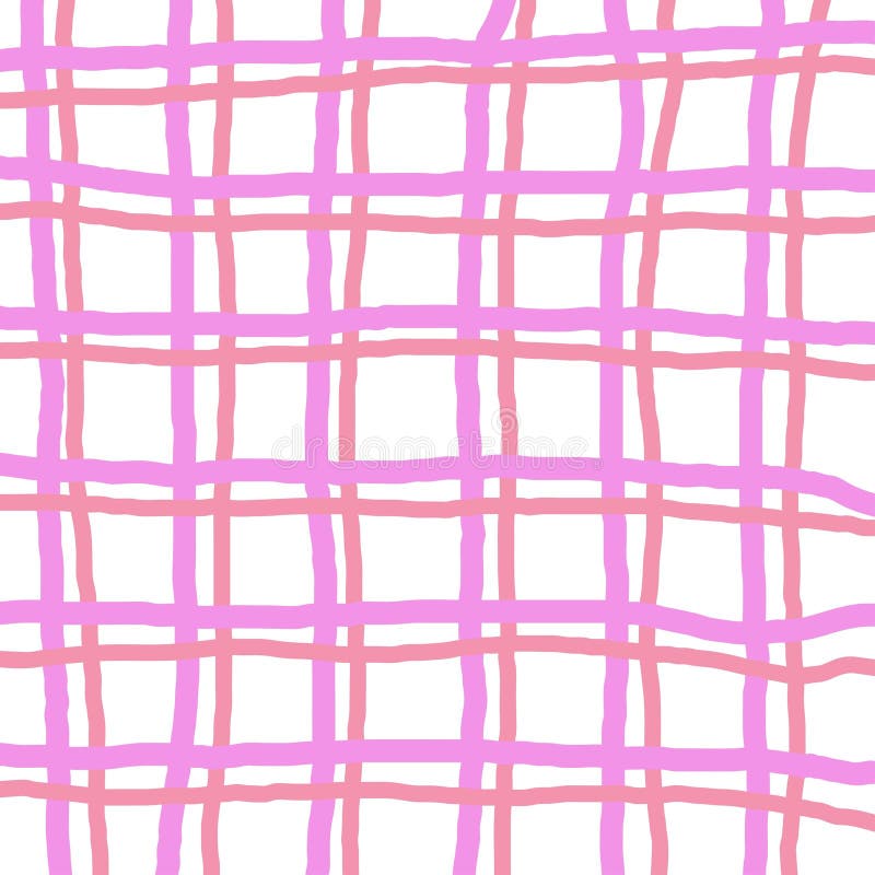 Vector Hand Drawn Cute Checkered Pattern. Doodle Plaid Geometrical ...