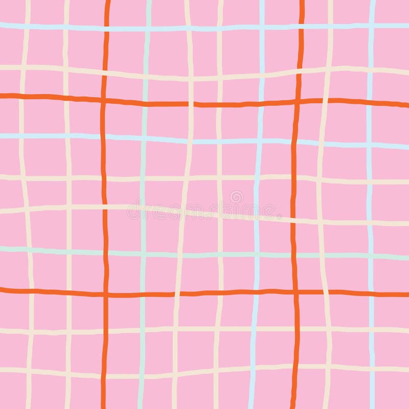 Vector Hand Drawn Cute Checkered Pattern. Doodle Plaid Geometrical ...