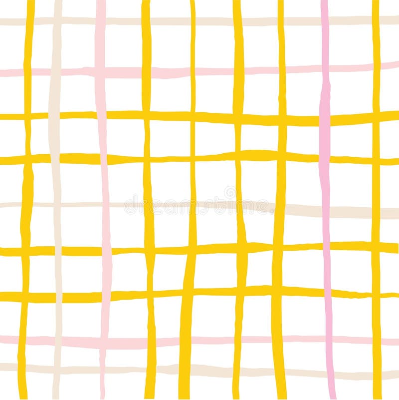 Vector Hand Drawn Cute Checkered Pattern. Doodle Plaid Geometrical ...