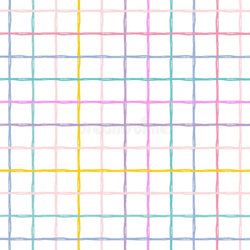 Vector Hand Drawn Cute Checkered Pattern. Doodle Plaid Geometrical ...