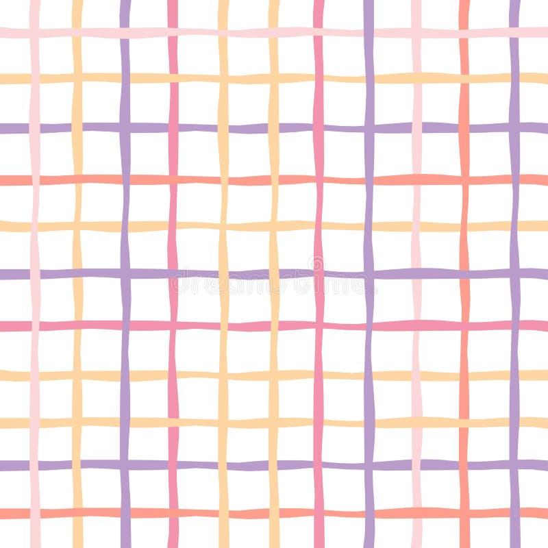 Vector Hand Drawn Cute Checkered Pattern. Doodle Plaid Geometrical ...