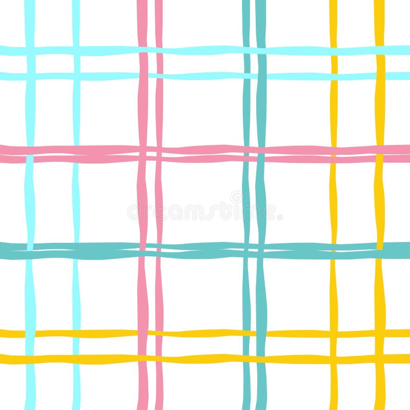 Vector Hand Drawn Cute Checkered Pattern. Doodle Plaid Geometrical ...