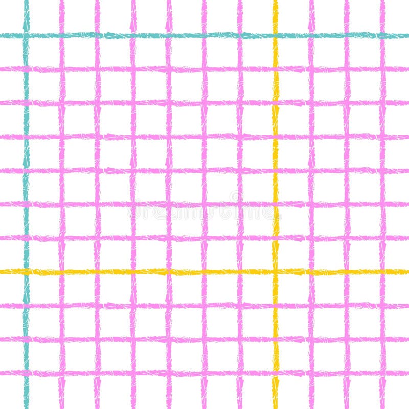 Vector Hand Drawn Cute Checkered Pattern. Doodle Plaid Geometrical ...